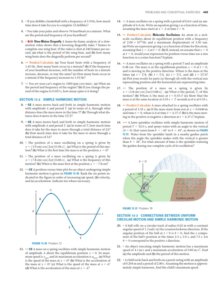 Grade 11 homework simple harmonic motion | PDF | Oscillation | Acceleration