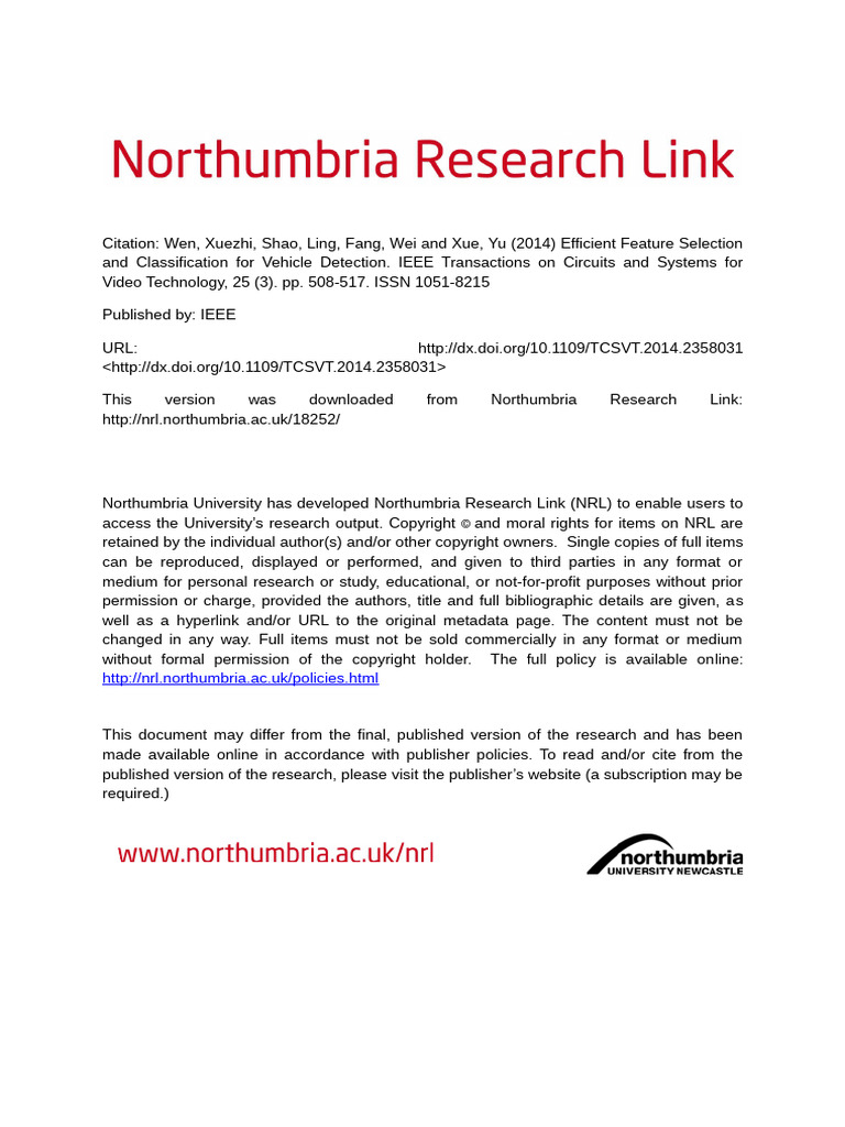 Efficient Feature Selection And Classification For Vehicle Detection Pdf Support Vector