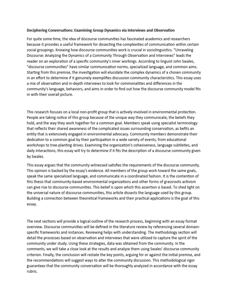 Deciphering Conversations | PDF | Discourse | Community