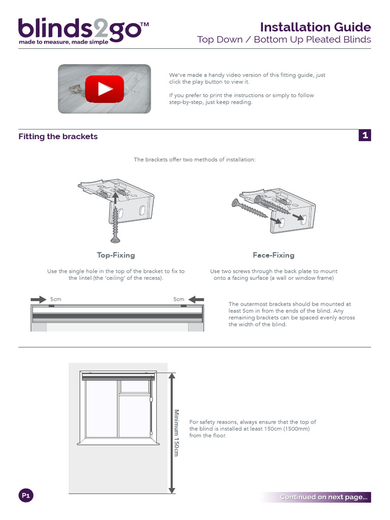 Pleated Blinds Installation Guide | PDF