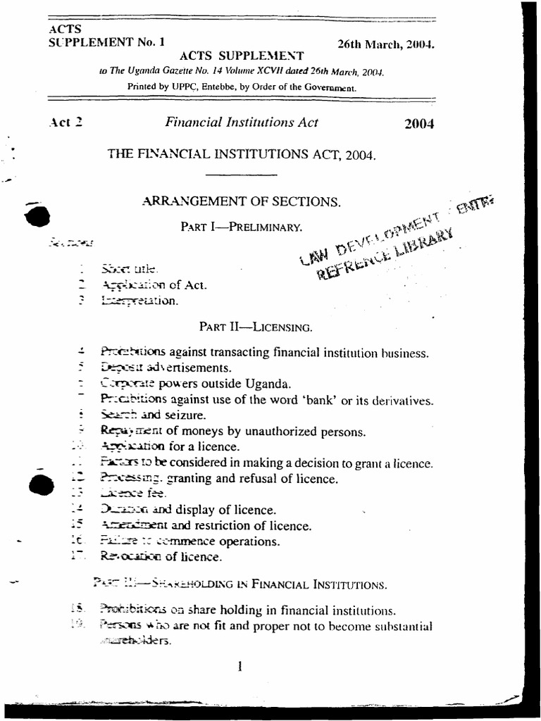 Financial Institutions Act 2004 | PDF