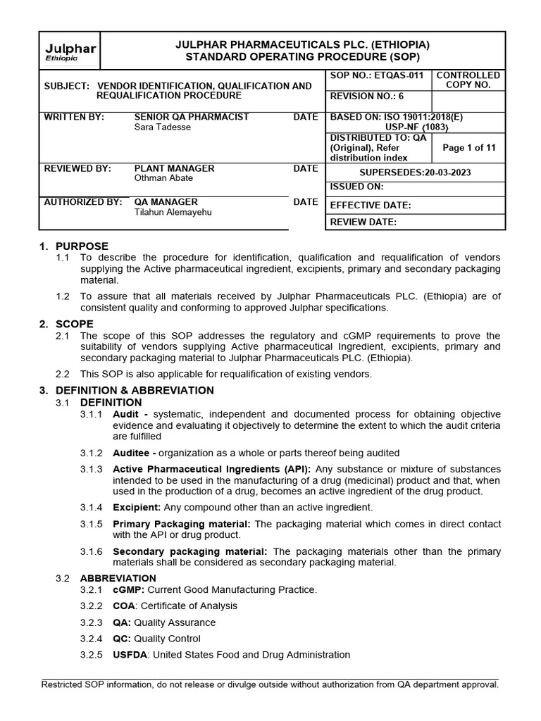 Vendor Identification and Qualification | PDF | Quality Assurance | Audit