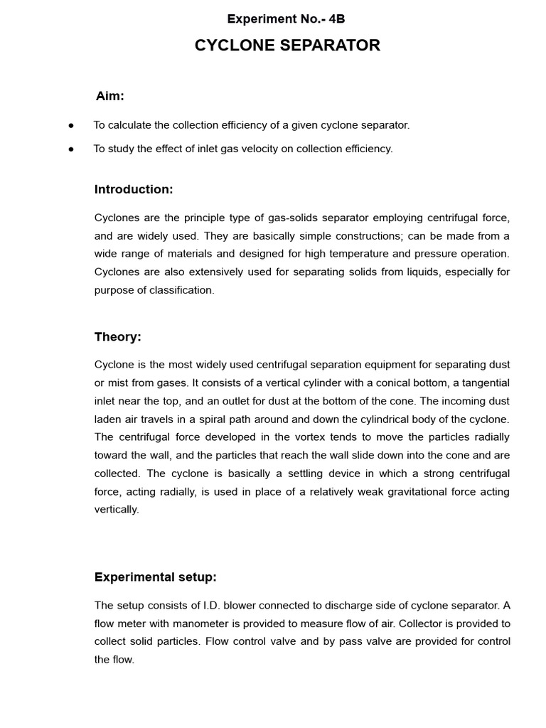 4b. Cyclone Separator | PDF | Applied And Interdisciplinary Physics | Physical Sciences