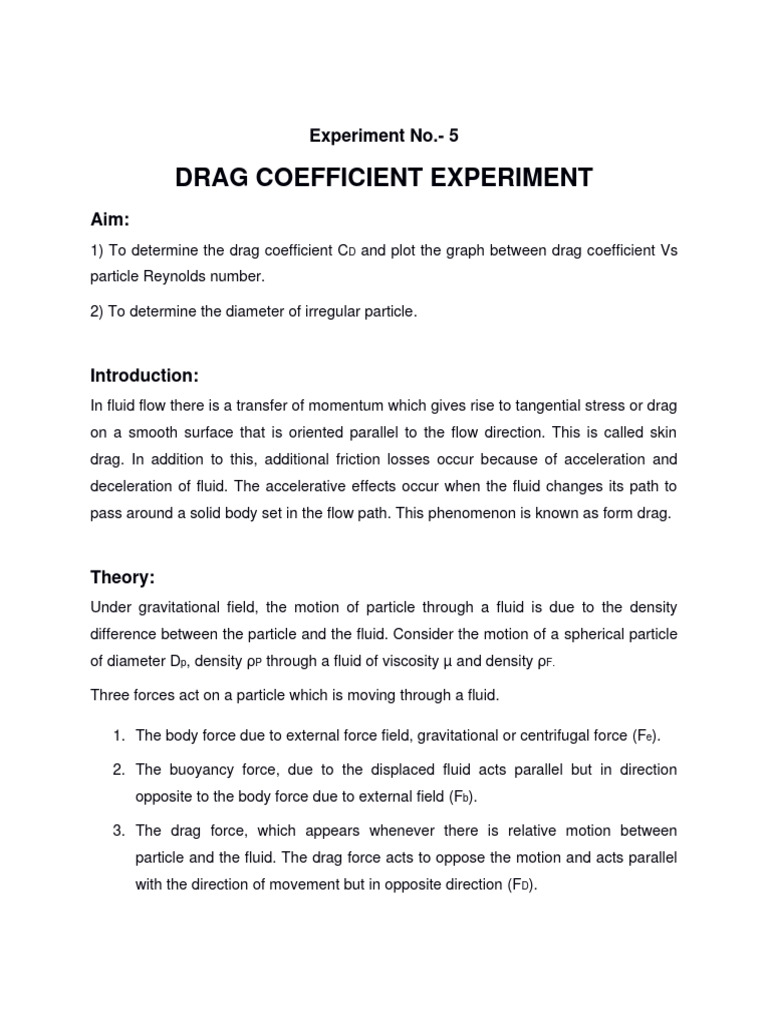 5. Drag Coefficient | PDF | Drag (Physics) | Acceleration
