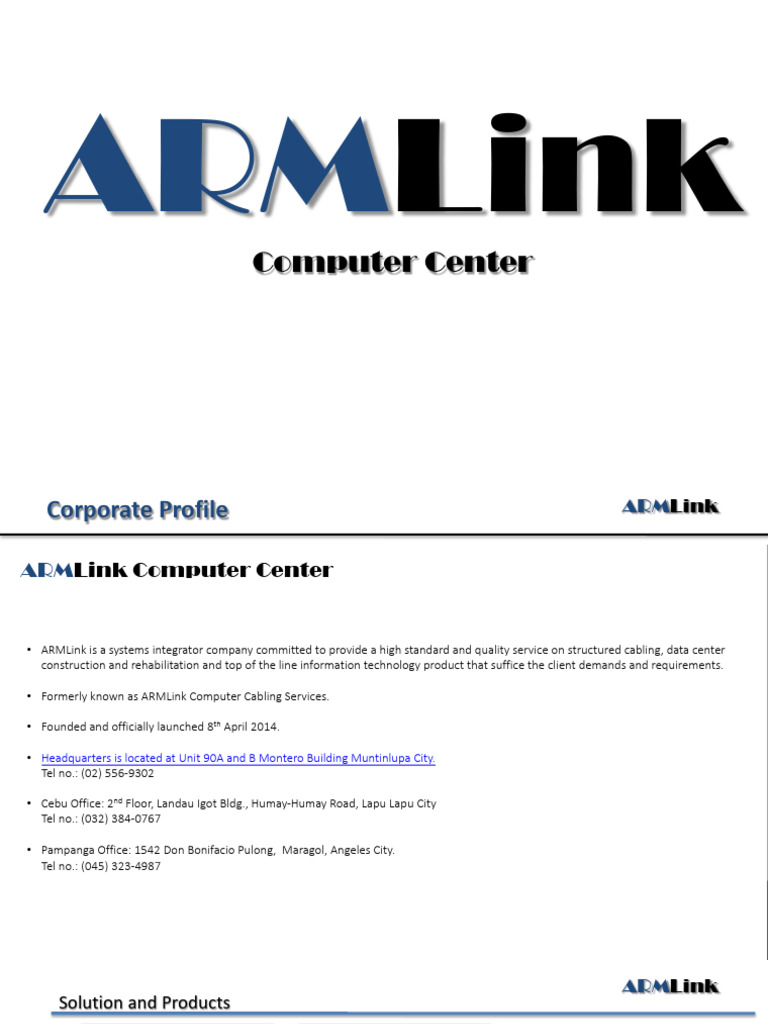 ARMLink Computer Center Company Profile | PDF | Computer Network | Data ... ARMLink Computer Center Company Profile | PDF | Computer Network | Data ...