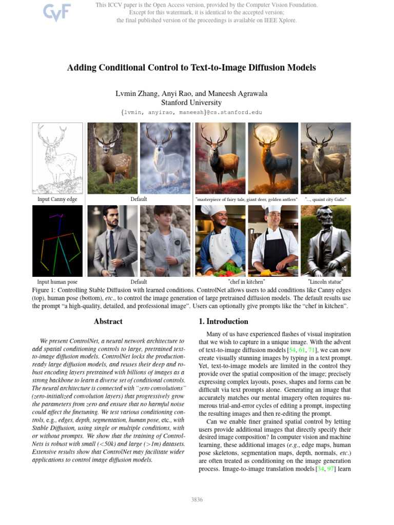 Zhang Adding Conditional Control To Text-to-Image Diffusion Models ICCV 2023 Paper | PDF | Image ...