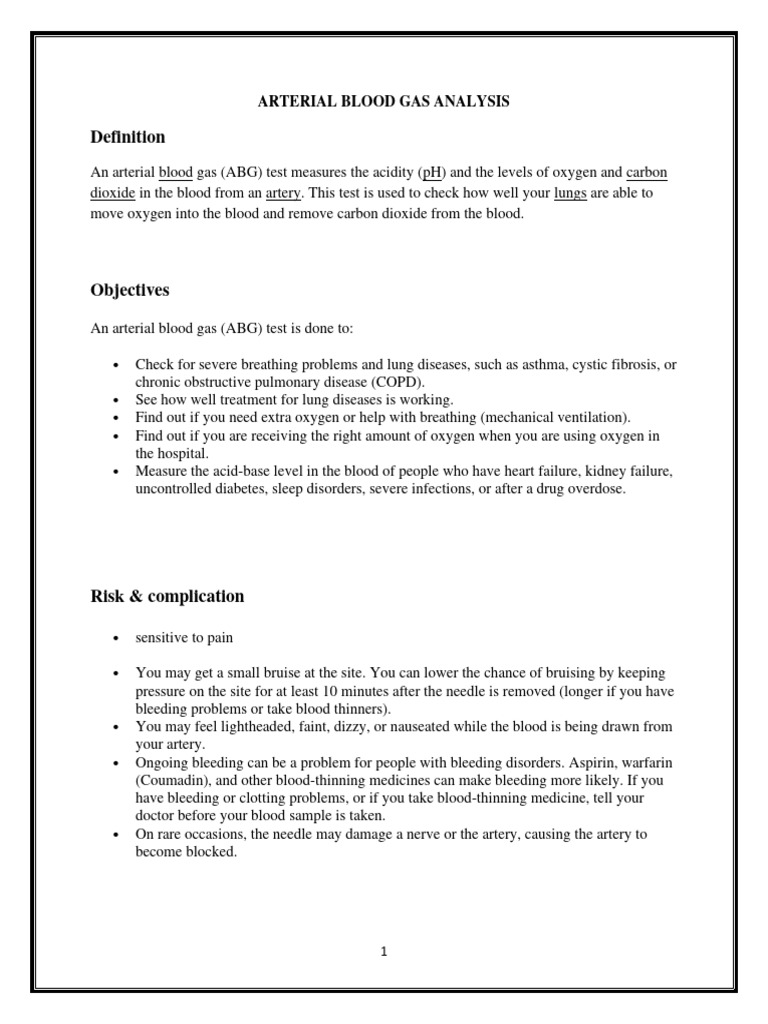 Arterial Blood Gas Analysis | PDF | Lung | Respiratory Diseases