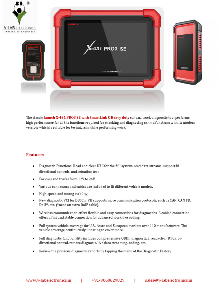 Launch PRO3SE With Smartlink C HD | PDF | Diesel Engine | Transport