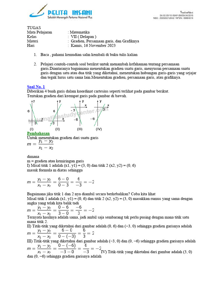 Tugas Math Kelas 8, Kamis 16 Nov | PDF | Metode & Bahan Ajar