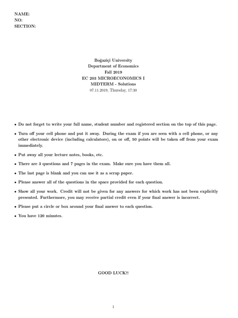 EC203 - Midterm - Solutions | PDF | Labour Economics | Taxes