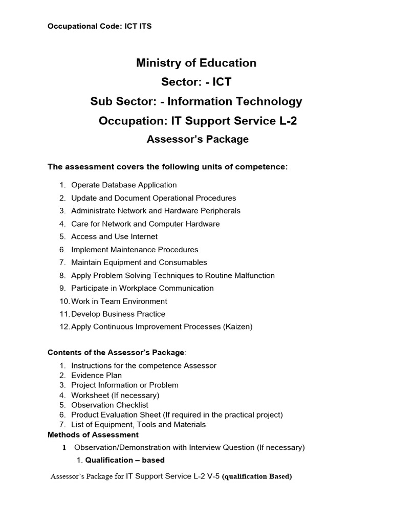 Assessor's Package For ICT-L2 | PDF | Personal Computers | Information ...