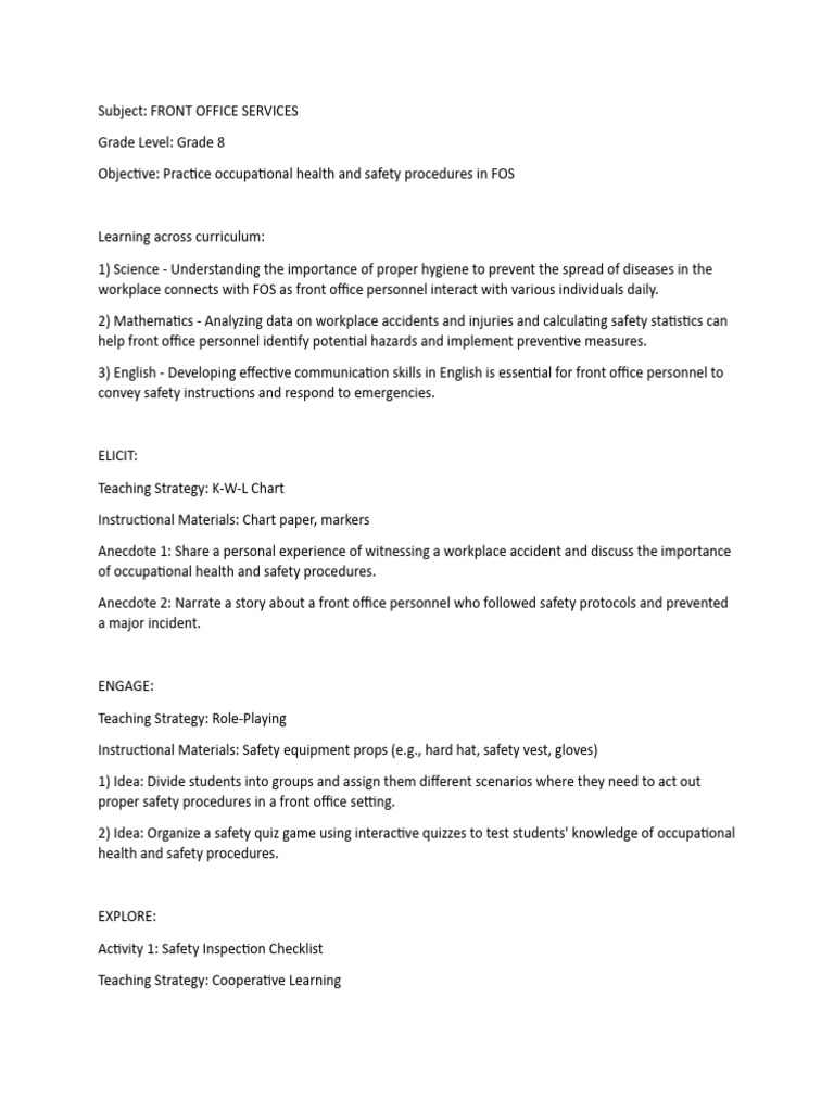 Front Office Services Ohs | PDF