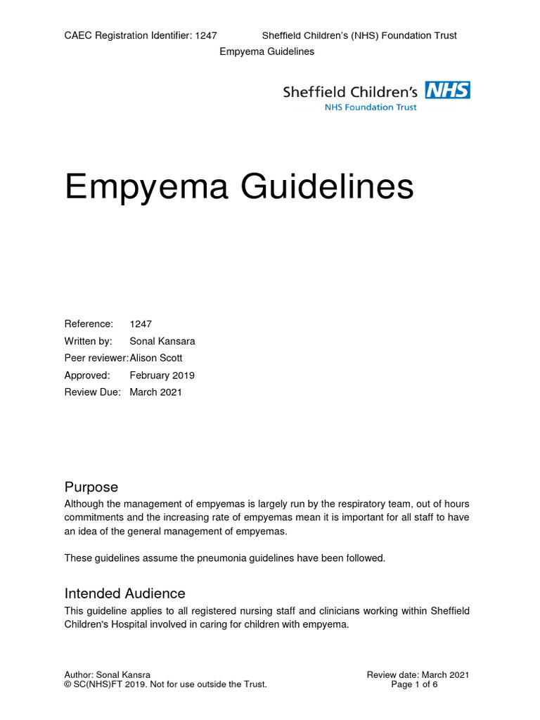 1247 Empyema Guidelines | Download Free PDF | Pneumonia | Surgery