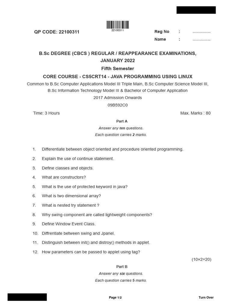 BSC Bca 5 Sem Java Programming Using Linux 22100311 Jan 2022 | PDF ... BSC Bca 5 Sem Java Programming Using Linux 22100311 Jan 2022 | PDF ...