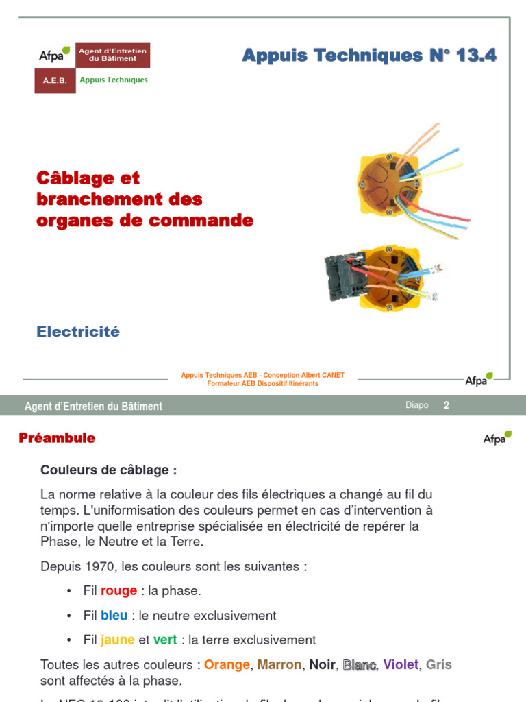 ApTech 13.4 - Cablage Et Branchement Des Organes de Commande | PDF
