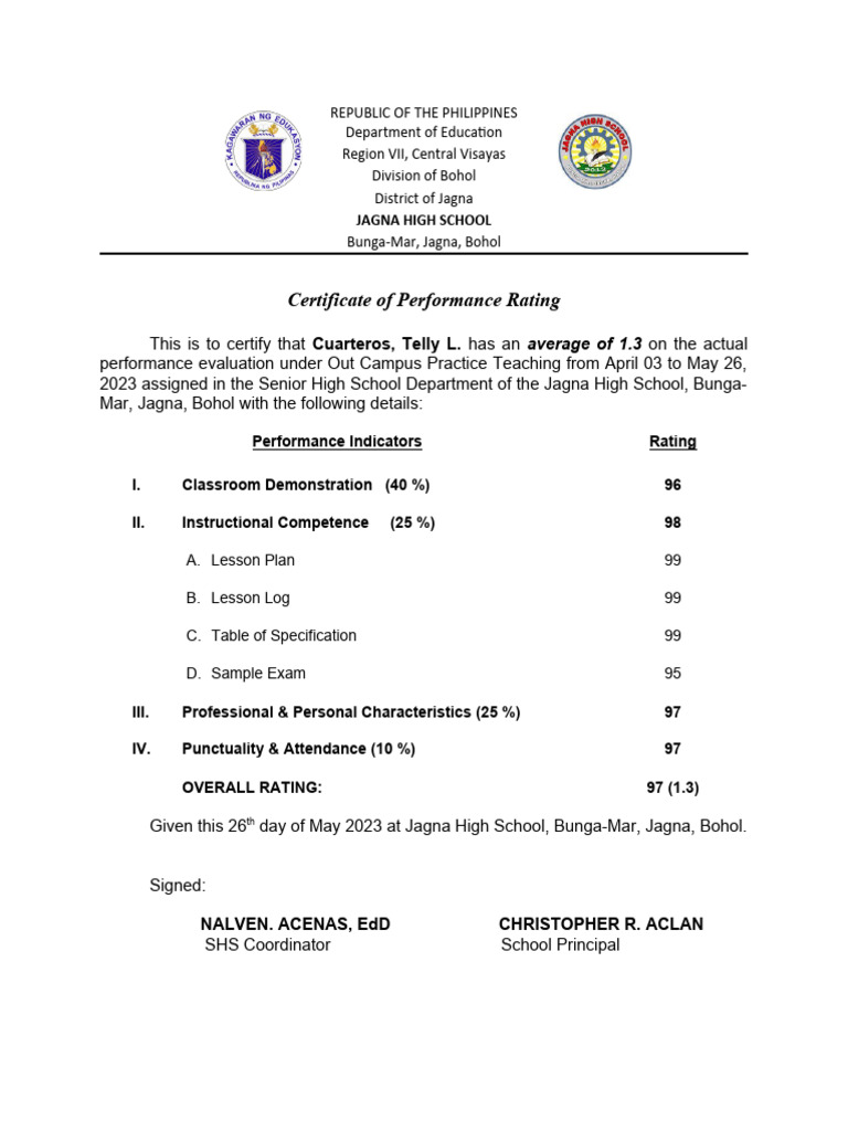 Certificate of Rating | PDF