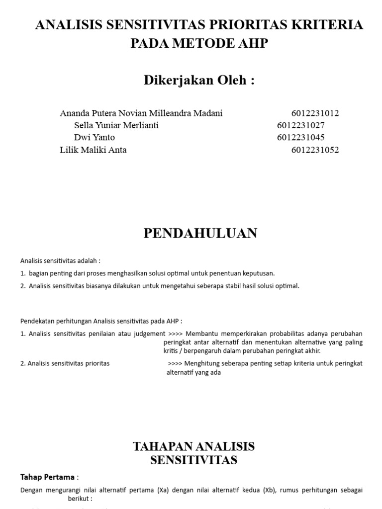 Analisis Sensitivitas | PDF