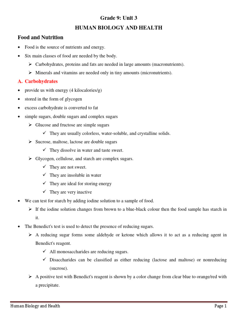 (Biol 12) Grade 9, Unit 3 Lecture Notes and MCQ | PDF