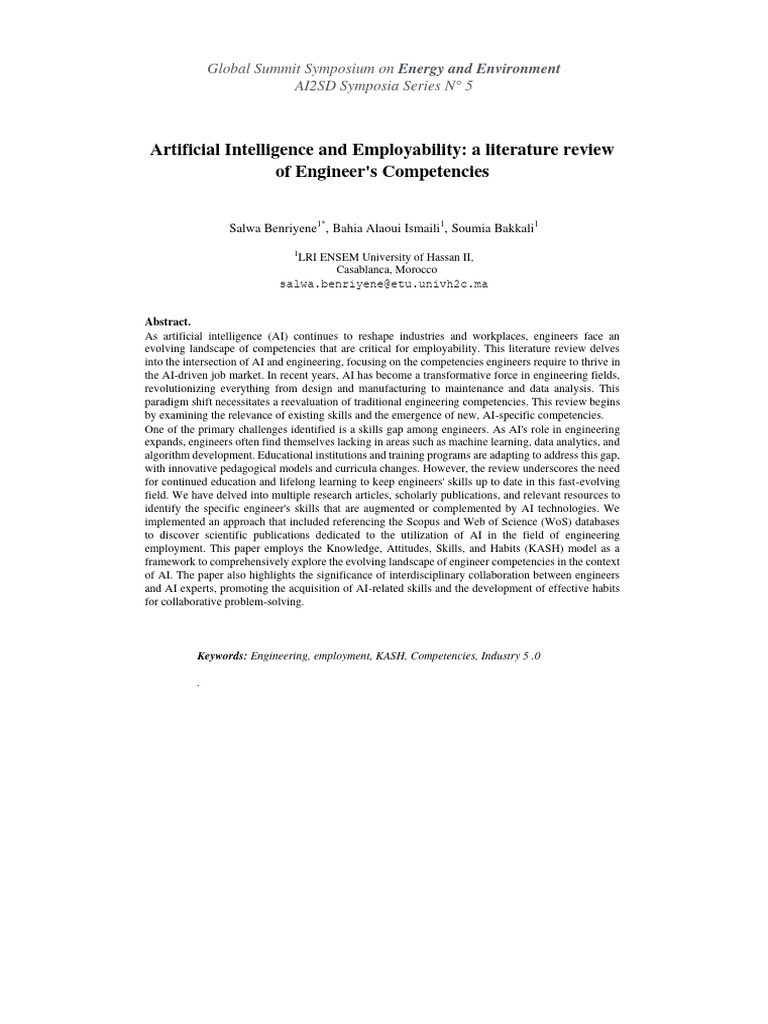 Artificial Intelligence and Employability A Literature Review of ...