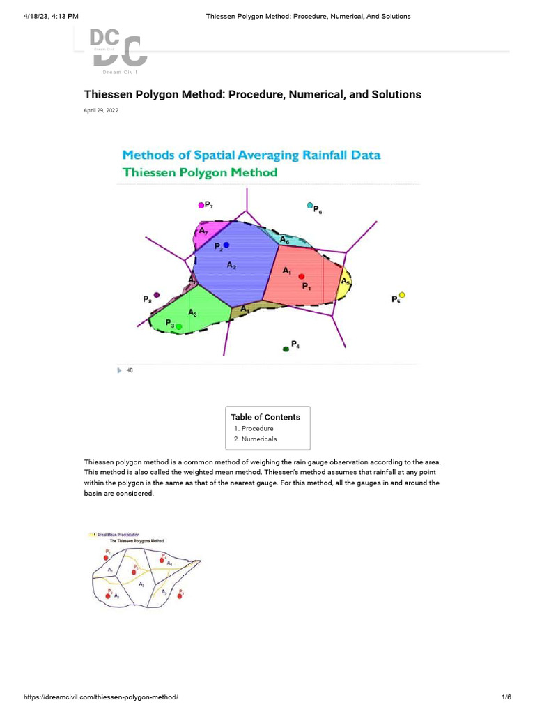 Thiessen Polygon Method_ Procedure, Numerical, And Solutions | PDF | Area | Drainage Basin