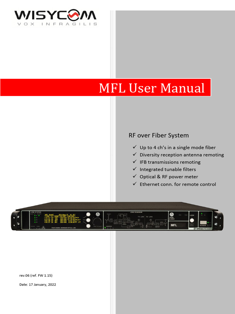 MFL User Manual: RF Over Fiber System | PDF | Wavelength Division ...