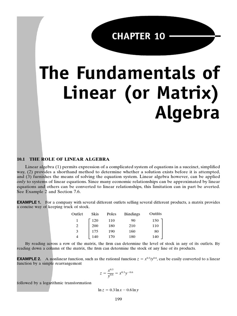 Chapter 10 - The Fundamentals of Linear Algebra | PDF | Matrix ...