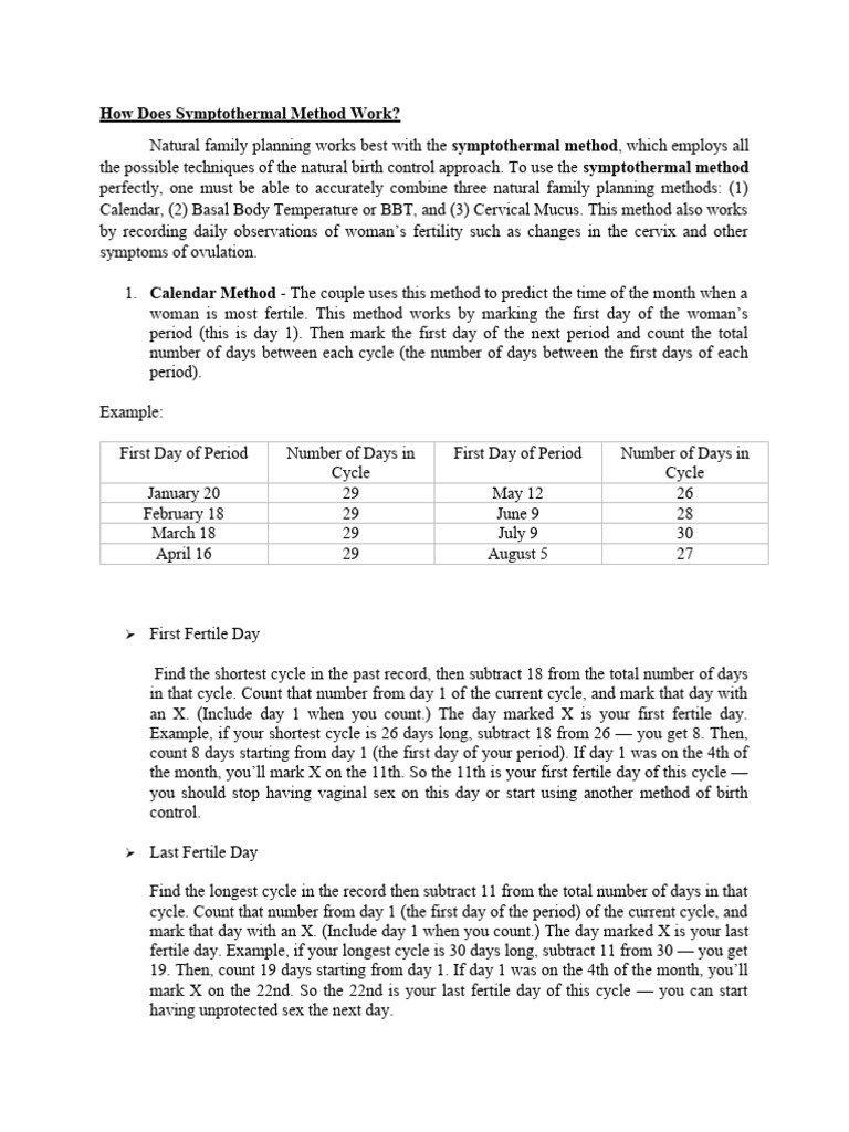 Understanding the Symptothermal Method | PDF
