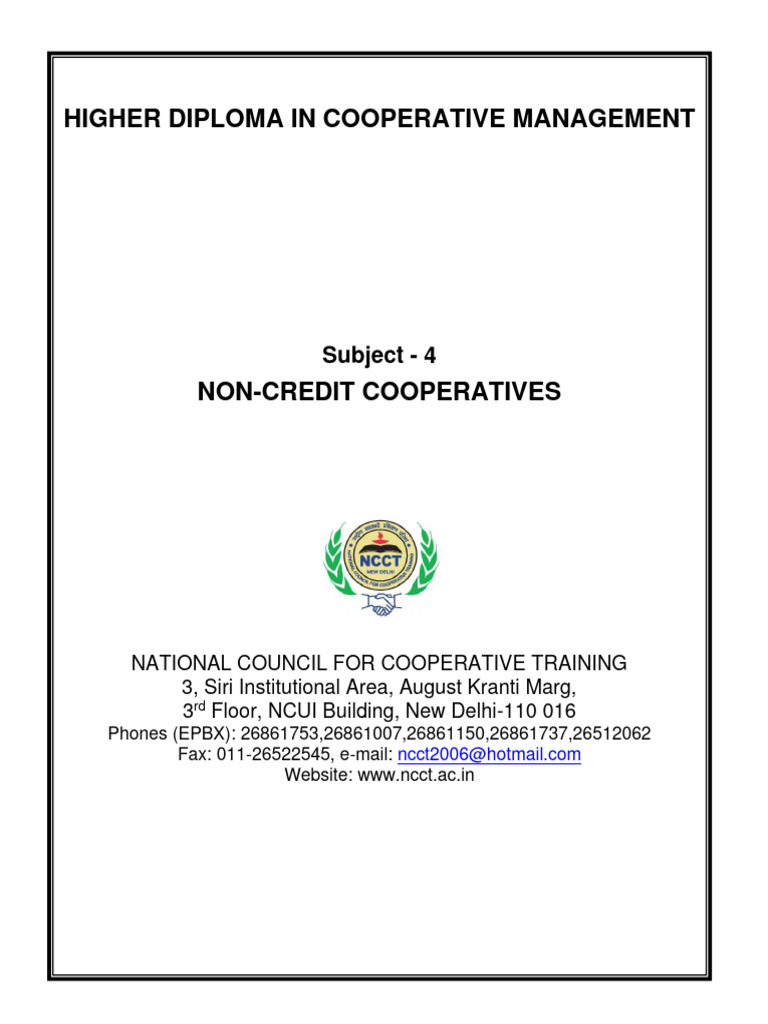 Subject 4 - Non-Credit Cooperatives | PDF