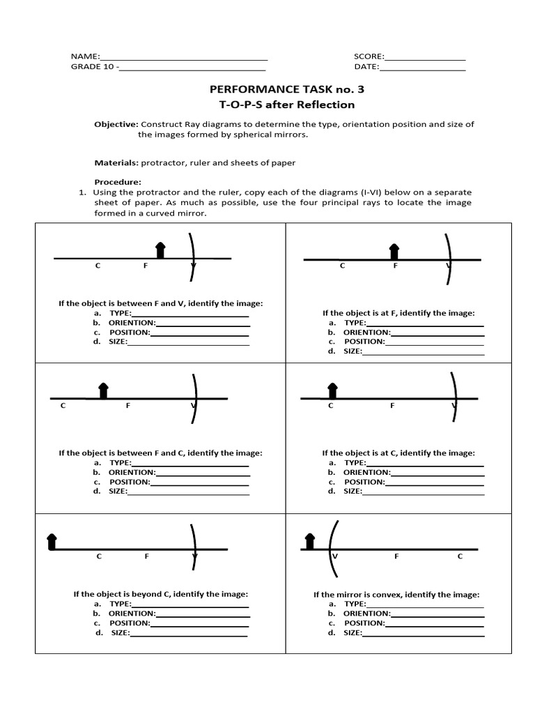PETA 3 Ray Diagram and Applications of Mirror | PDF | Mirror | Components