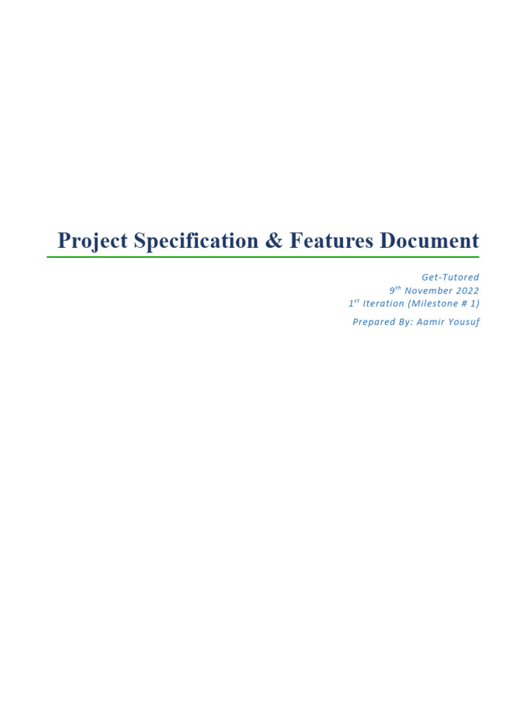 Project Feature and Specification Document v2 | PDF