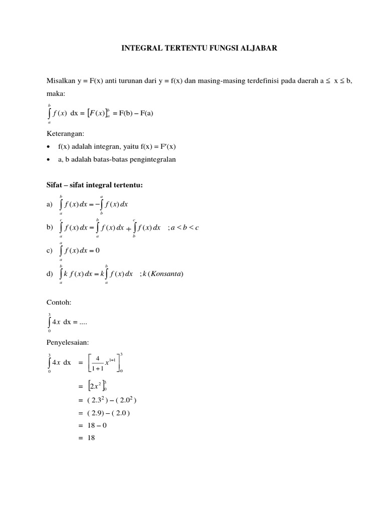 Integral Tentu Fungsi Aljabar-1 | PDF | Metode & Bahan Ajar | Komputer