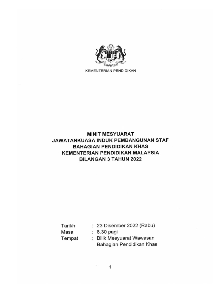 MINIT MESYUARAT JIPS BILANGAN 3 TAHUN 2023 Jawapan SPK | PDF