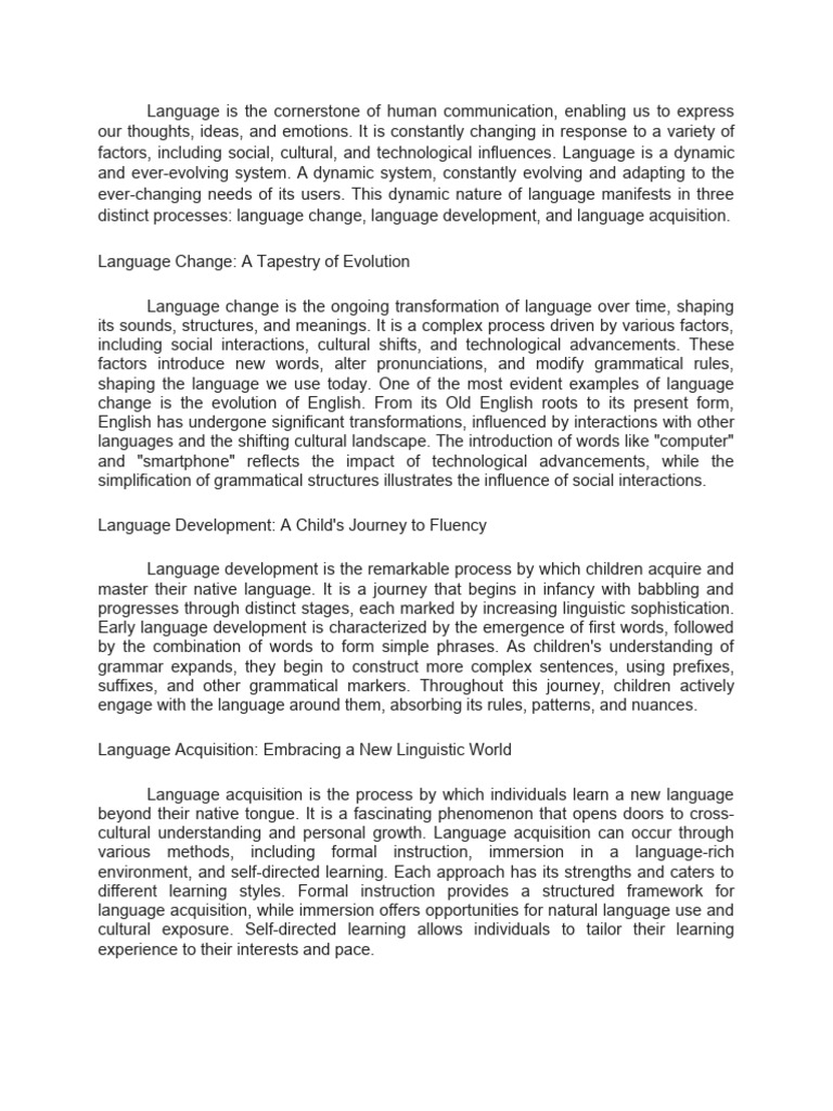 Language Is The Cornerstone of Human Communication | PDF | Language ...