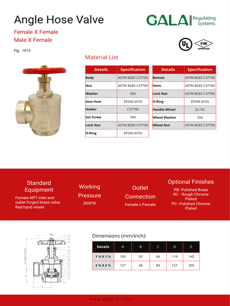 GALA Angle Valve & Certificates | PDF