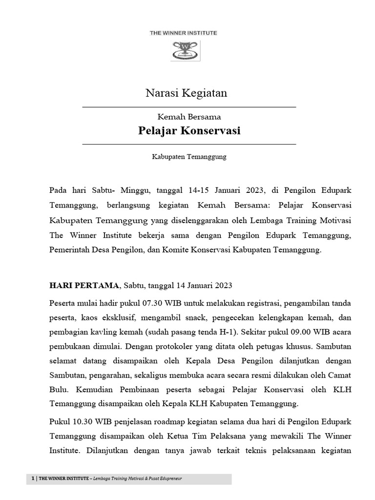 Narasi Kegiatan Kemah Bersama | PDF