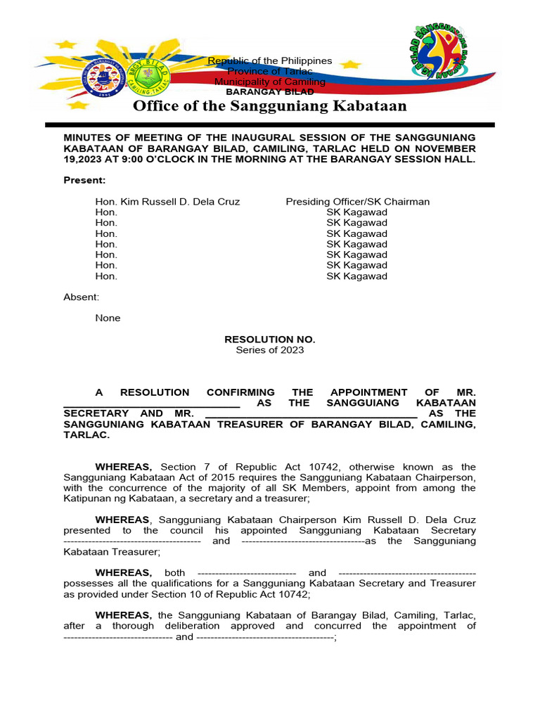 SK Reso | PDF | Oath Of Office | Governance