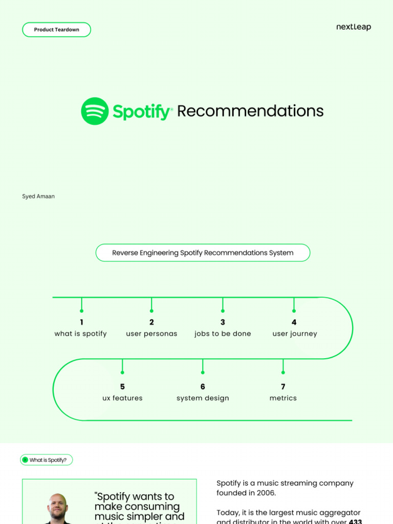 Spotify Recommendations - Product Teardown | PDF