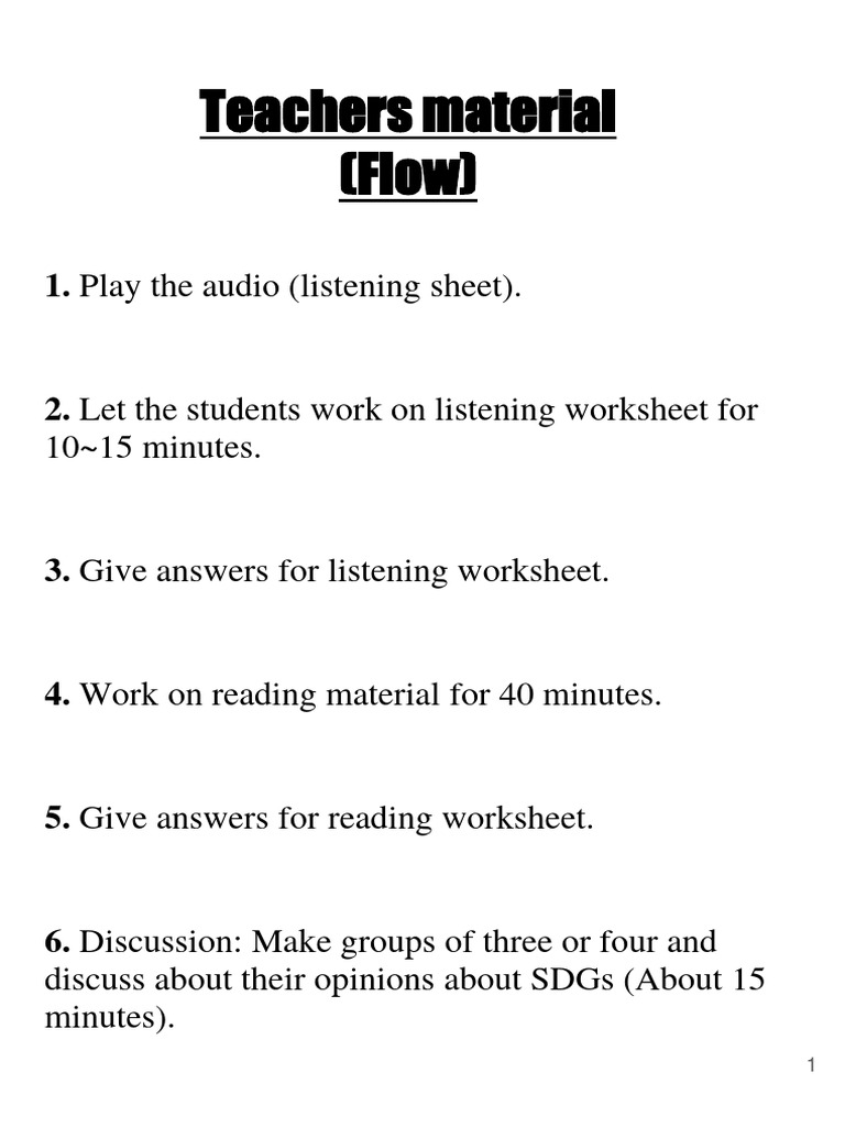 SDGs Worksheet | PDF
