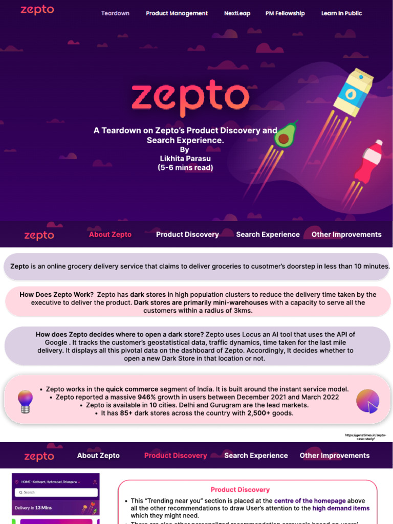 Zepto Product Teardown - Likhita Parasu | Download Free PDF ...