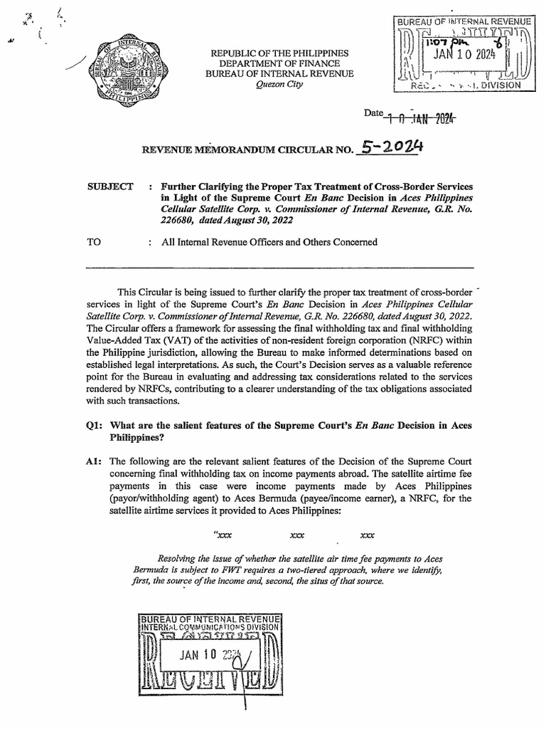 RMC No. 5-2024 | PDF