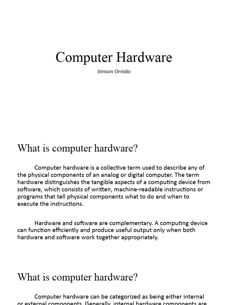 Chapter III. Computer Hardware | PDF | Computers