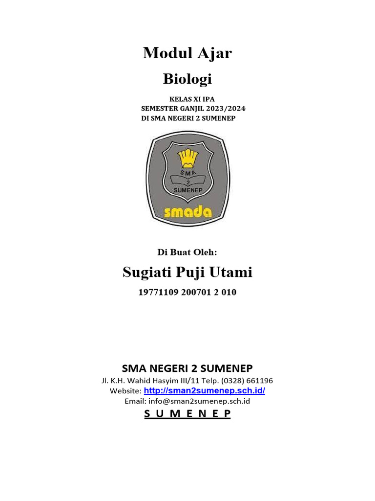 Cover Modul ajar Biologi | PDF