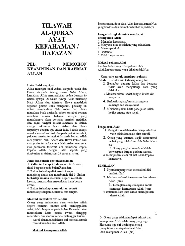 Nota Pend Islam Form 3 | PDF