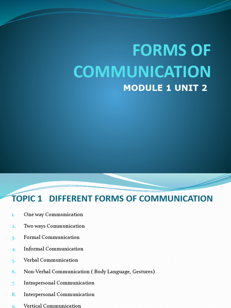 Unit 2 Forms of Communication | PDF | Communication | Psychological ...