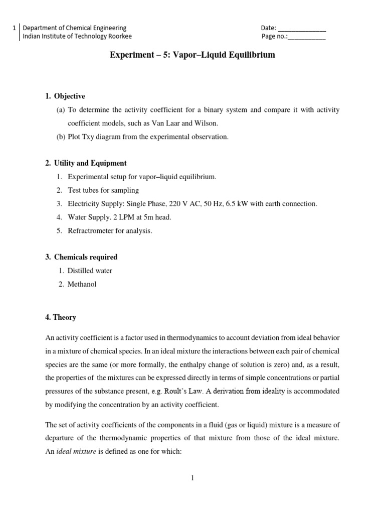 Vle Partial Molar Volume | PDF