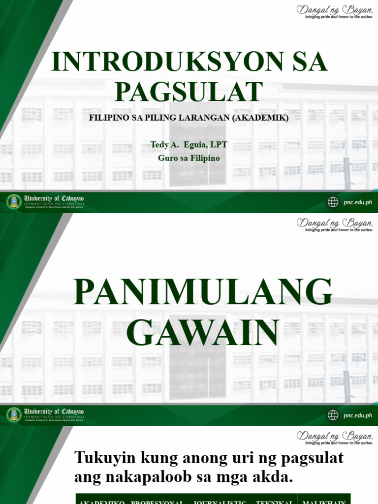 Filipino Week 1 Pagsulat 1 | PDF