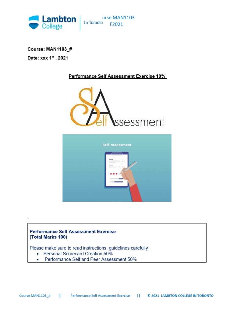 MAN1103-Peformance Self Assessment Exercise-F21 3 | PDF | Goal ...
