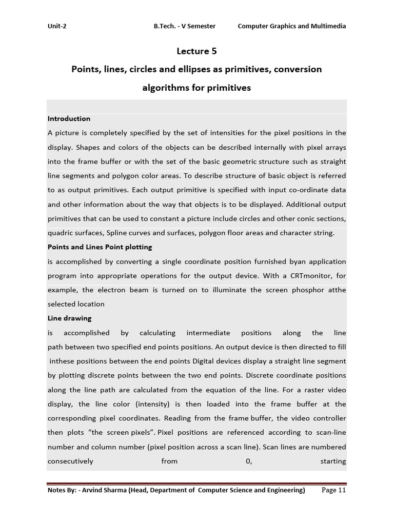 Points, Lines, Circles and Ellipses As Primitives, Conversion Algorithms For Primitives | PDF ...