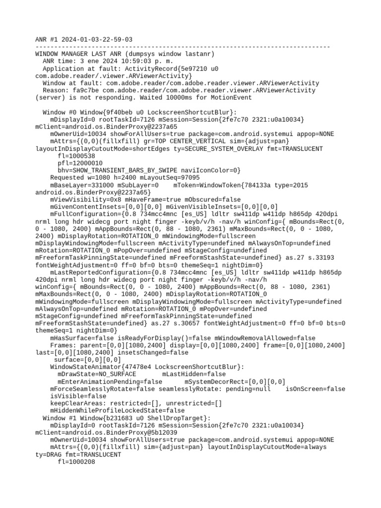 Dumpsys ANR WindowManager | PDF | Computing | Software