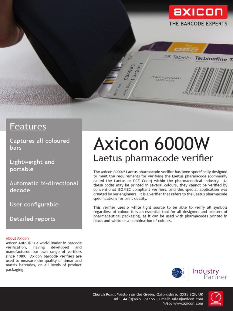 Axicon 6000w Pharmacode Verifier | PDF | Barcode | Computing